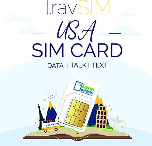 travSIM USA SIM Card (Lycamobile SIM Card) Valid for 30 Days – 6GB 3G 4G LTE Mobile Data - United States Lycamobile US SIM Card (Unlimited USA & International Calls & Texts)