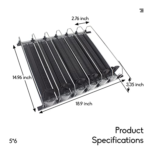 CNDSE Soda Can Organizer for Refrigerator,Spring Loaded Fridge Drink Organizer,Width-adjustable Push Rod Slide Rail Drink Dispenser for Refrigerator,Black (14.9in-6)