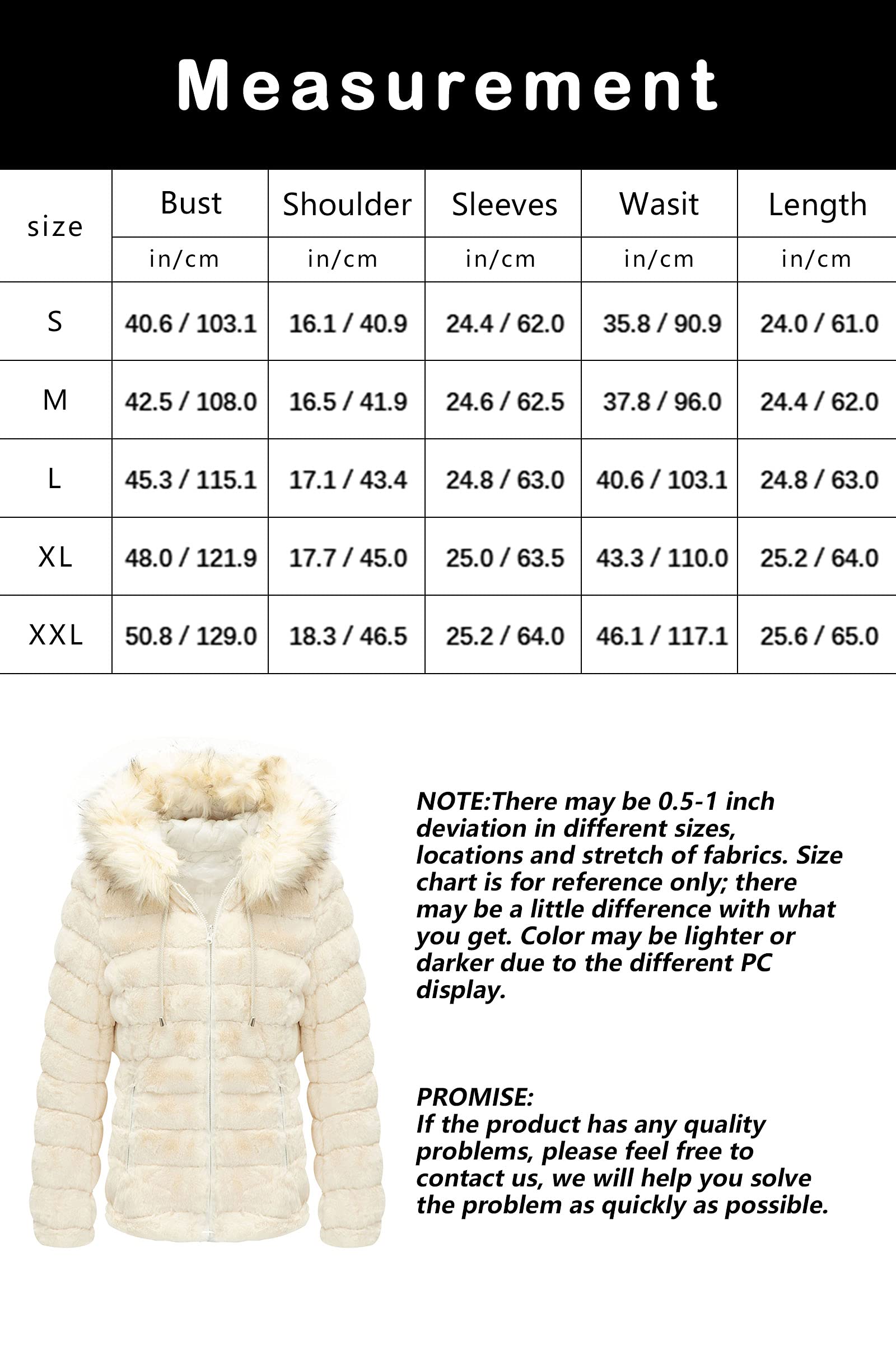 Bellivera Women Double Sided Faux Fur Jacket Reversible Winter with Fur Collar Hood Puffer Coat Worn on Both Sides 19225 White L