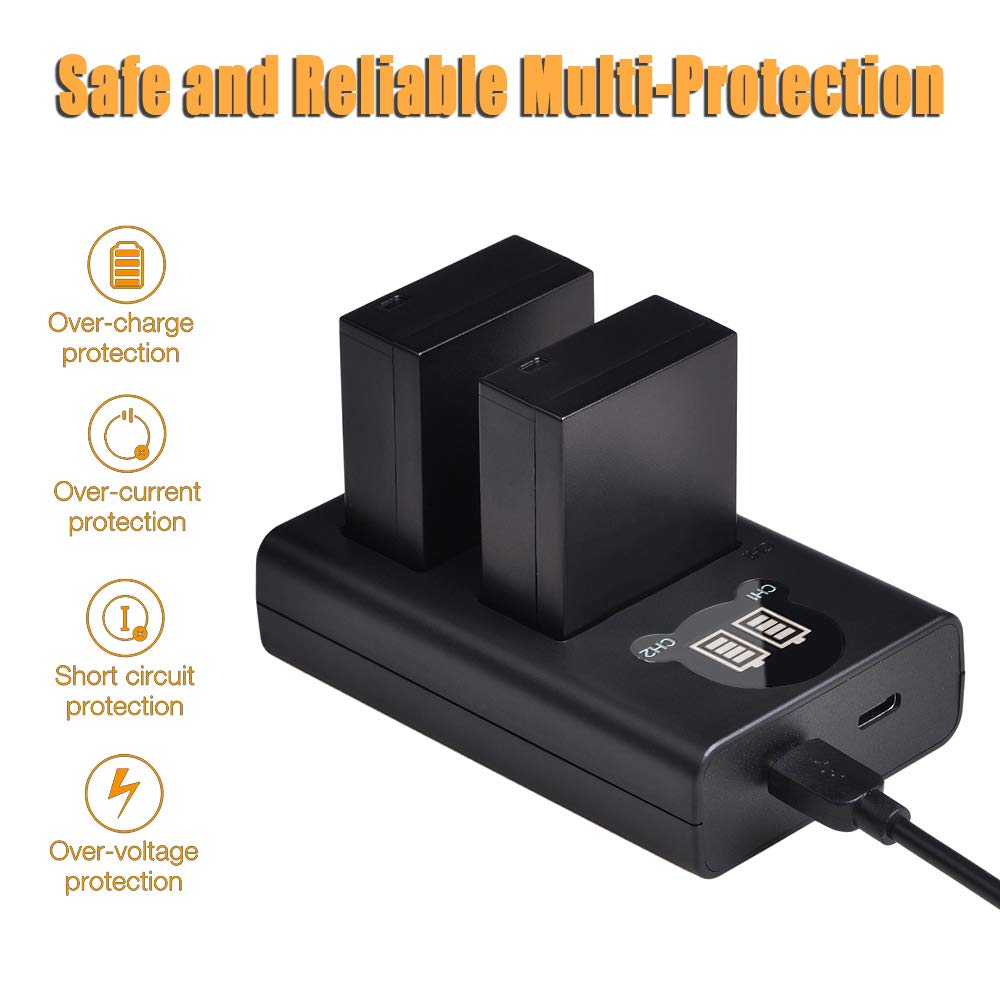 DMW-BLC12, Pickle Power 1440mAh 7.4V Battery Pack and Rapid Smart LED Dual USB Charger Compatible with Panasonic Lumix DMC-G85, DMC-FZ1000, DMC-FZ200, DMC-G5, DMC-G6, DMC-G7, DMC-GX8 Cameras