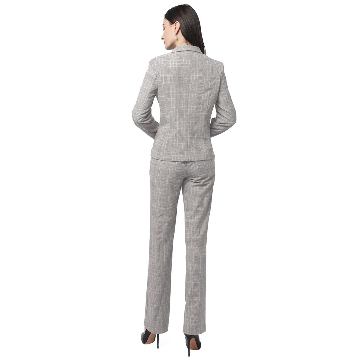 YUNCLOS Women's Vintage 2 Piece Plaid Suit Set 1 Button Stylish Blazer and Pants Yellow