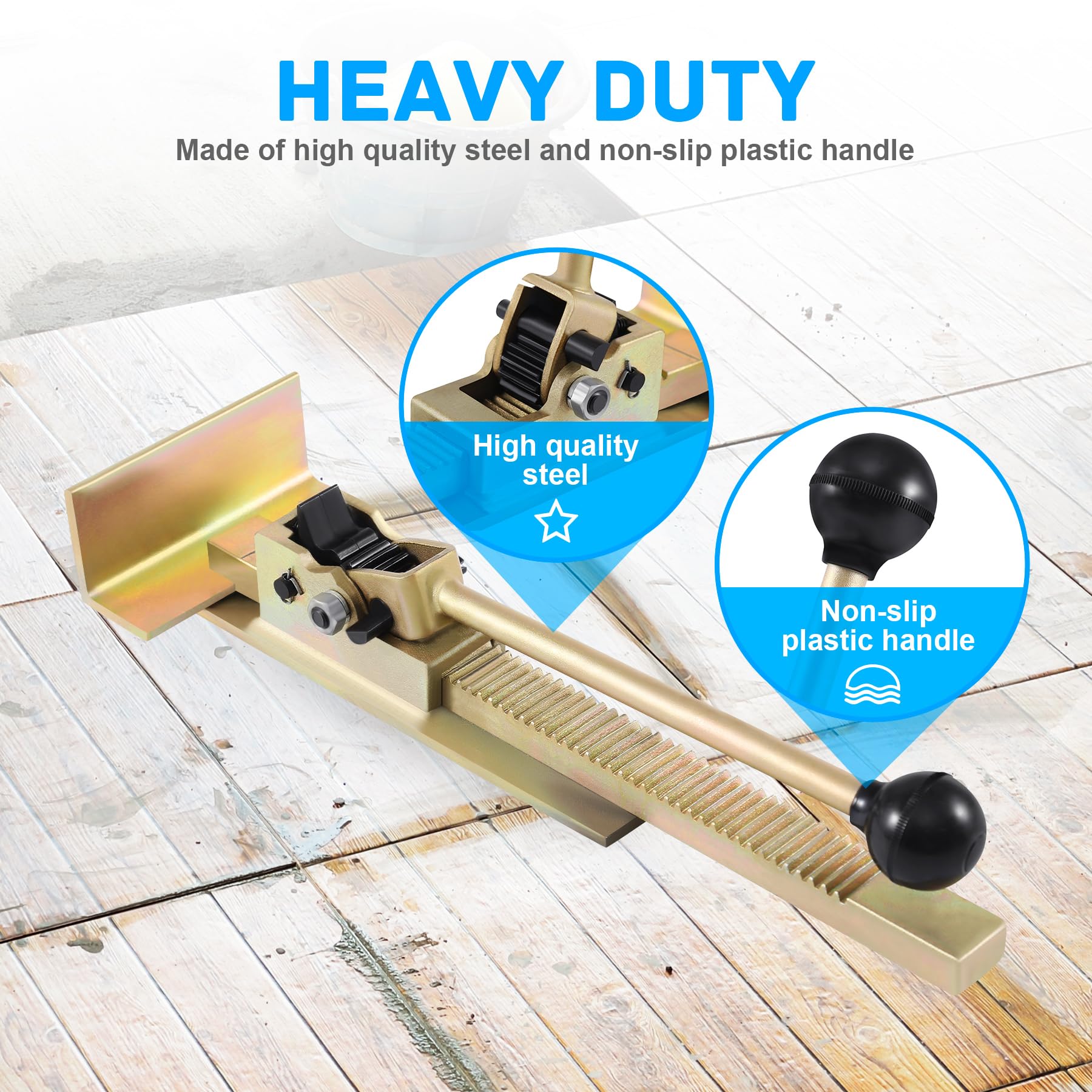 Samger Cast Steel Hardwood Flooring Jack Professional Ratcheting Hardwood Plank Jack Vinyl Flooring Tools for Laminate Flooring Installation Hard Wood Straight Tile Contractor Hand Tool