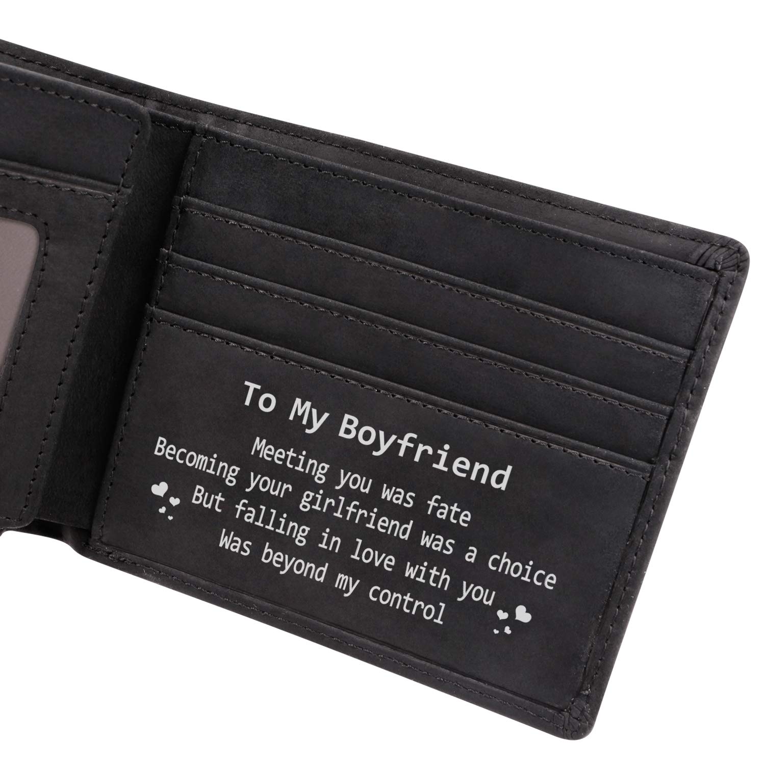 Kenon Personalized Leather Wallet For Boyfriend, Engraved RFID Blocking Bifold Stylish Brown Black Wallet For Boyfriend Valentine's Day Birthday Christmas Gifts