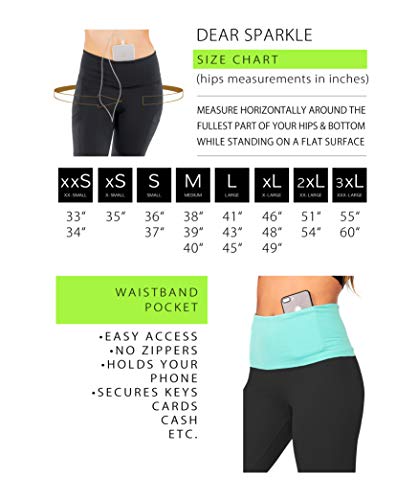 DEAR SPARKLE Fold Over Yoga Pants for Women Cotton Leggings Foldover High Waist Leggings Capri Plus Size (C7 F) (Black, Medium)