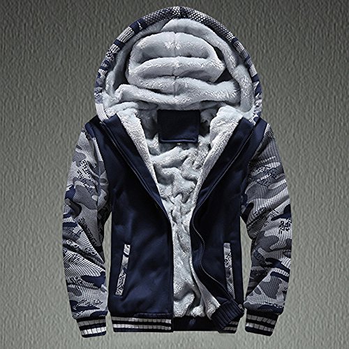Sportswear Men's Winter Plus Velvet Camouflage Coat Large Size Slim Fit Jacket Blue