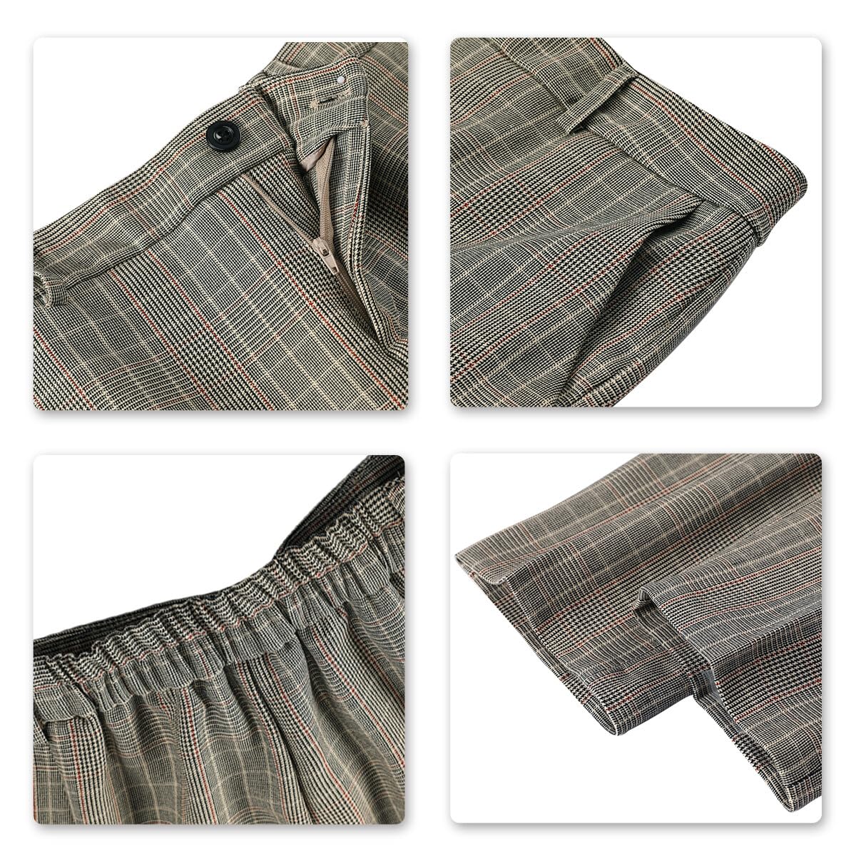YUNCLOS Women's Vintage 2 Piece Plaid Suit Set 1 Button Stylish Blazer and Pants Yellow