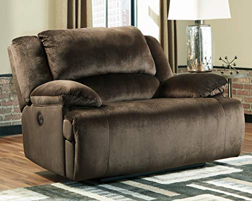 Signature Design by Ashley Clonmel Microfiber Power Zero Wall Wide Seat Adjustable Recliner, Brown