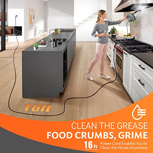 1250W Powerful Handheld Steam Cleaner with Detergent Container and Safety Lock, Multifunctional and Pressurized Hand Held Steamer for Kitchen, Bathroom, Windows and Floors, Steamer for Cleaning