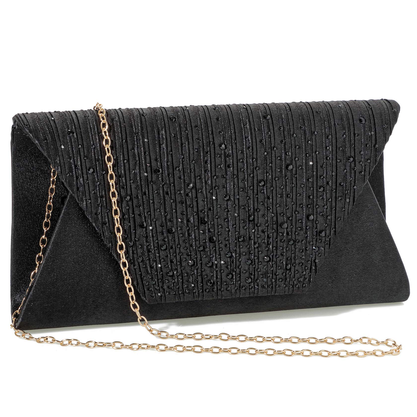 Mihawk Purse and Handbags for Women Shoulder Crossbody Bags Evening Envelope Party Bridal Clutch Purse(Black)