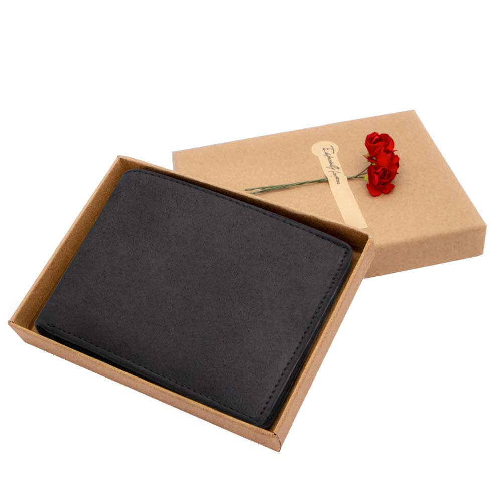 Kenon Personalized Leather Wallet For Boyfriend, Engraved RFID Blocking Bifold Stylish Brown Black Wallet For Boyfriend Valentine's Day Birthday Christmas Gifts