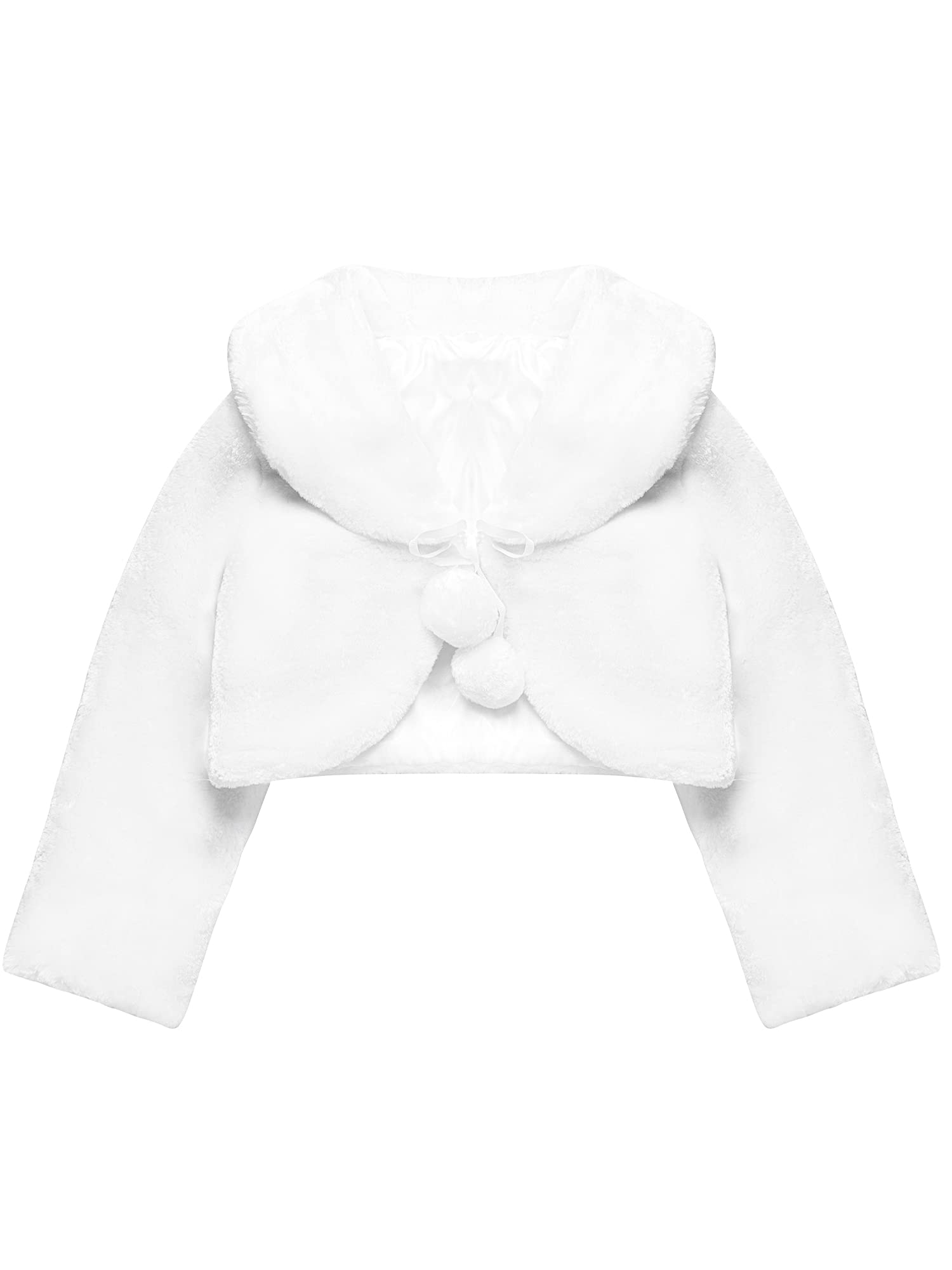 Blulu Girls Faux Fur Bolero Princess Shawl Wraps Girls Shrug Coat Jacket Flower Cape Wedding Party Dress