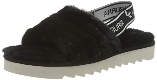 Koolaburra by UGG Unisex-Child K FUZZ'N Sandal, Black, 2 Little Kid