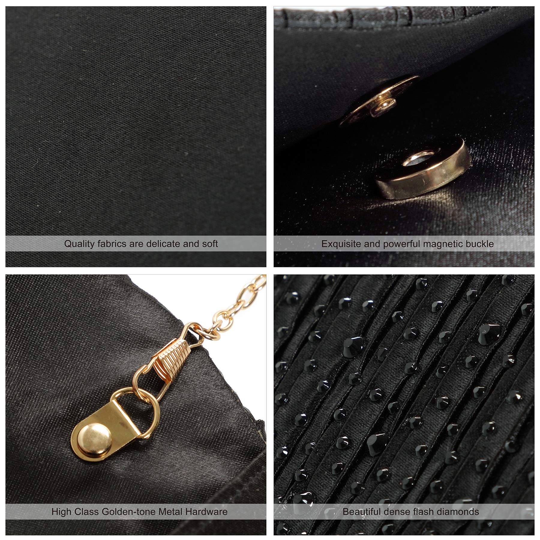 Mihawk Purse and Handbags for Women Shoulder Crossbody Bags Evening Envelope Party Bridal Clutch Purse(Black)