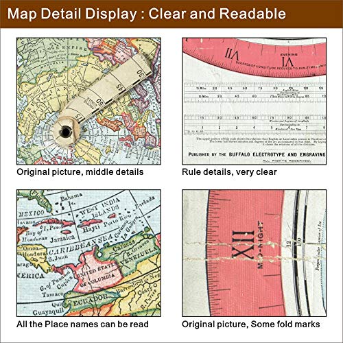 ASENART Flat Retro Earth Map - Gleason's New Standard Map of The World Canvas Print Scroll Poster with Black Plastic Scroll Hanger Ready to Hang-12"x18"