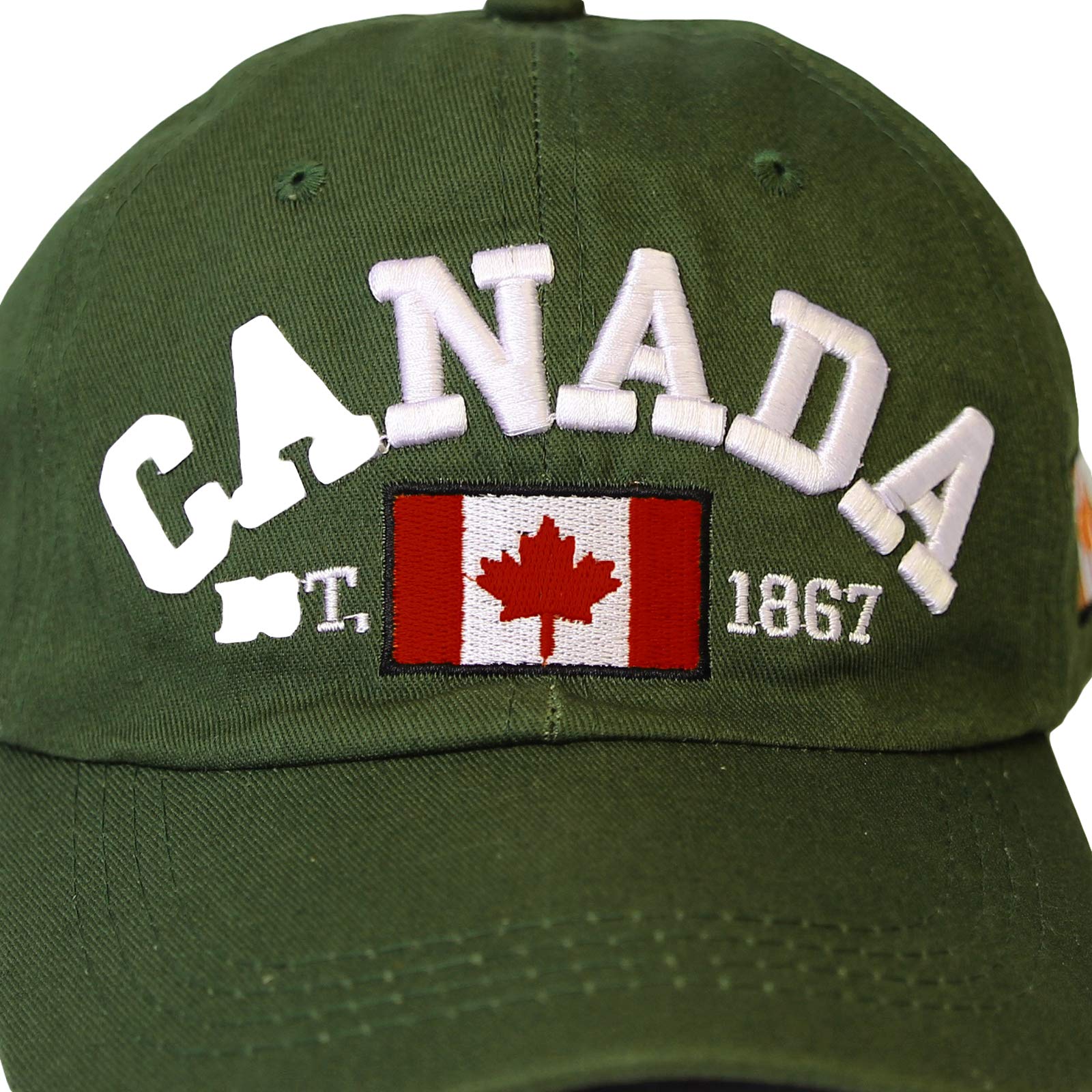 WITHMOONS Cotton Baseball Cap Canada Maple Leaf Flag Embroidery Dad Hat Adult Unisex LX1382 (Green)
