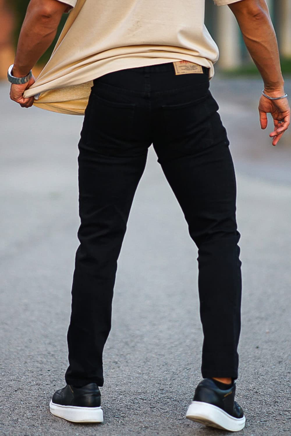 Mens Slim Fit Jeans Stretch Black Denim Pants for Men Skinny Jeans Tapered Leg 30