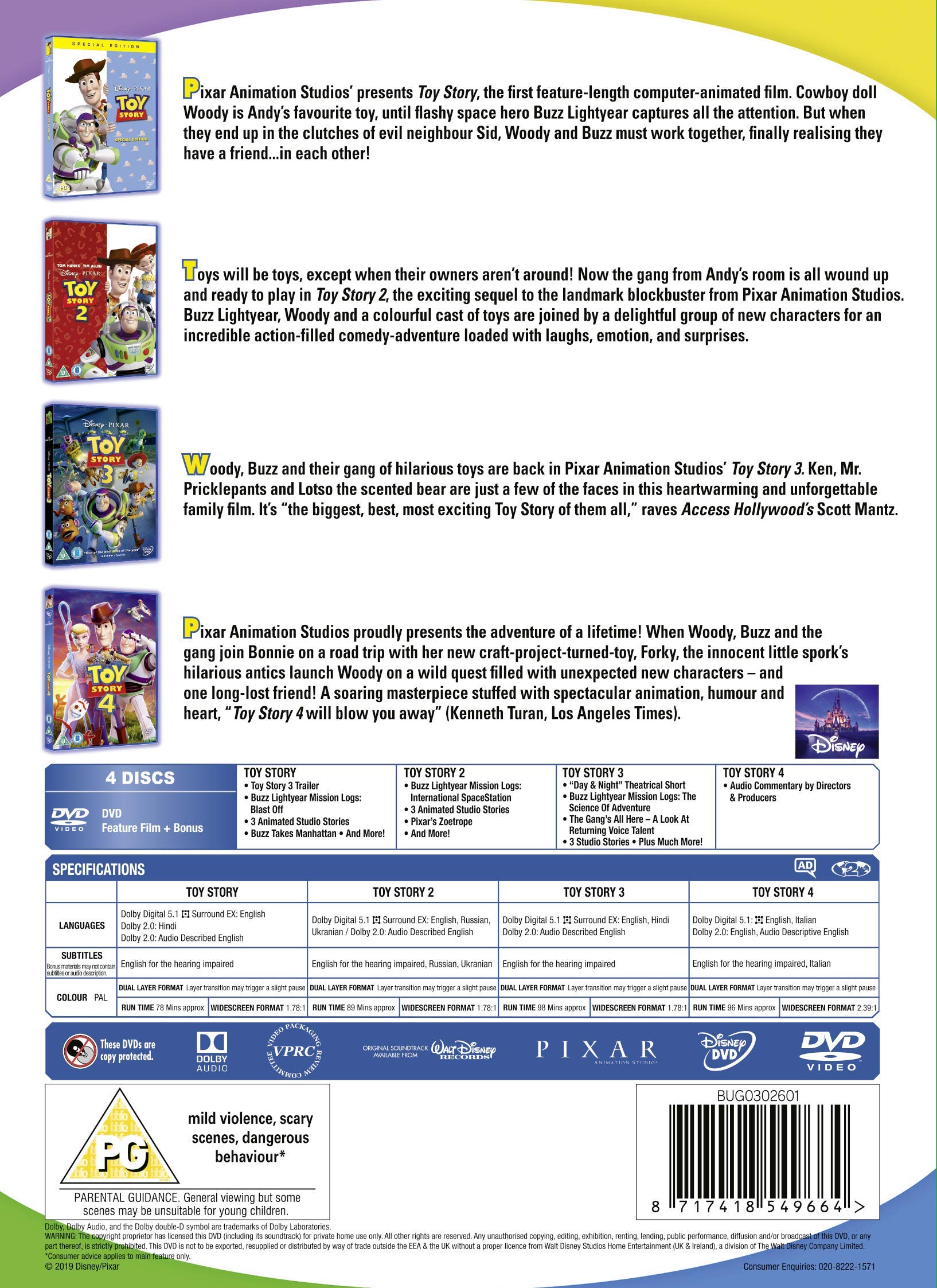 Toy Story 1-4 Boxset [DVD] [2019]