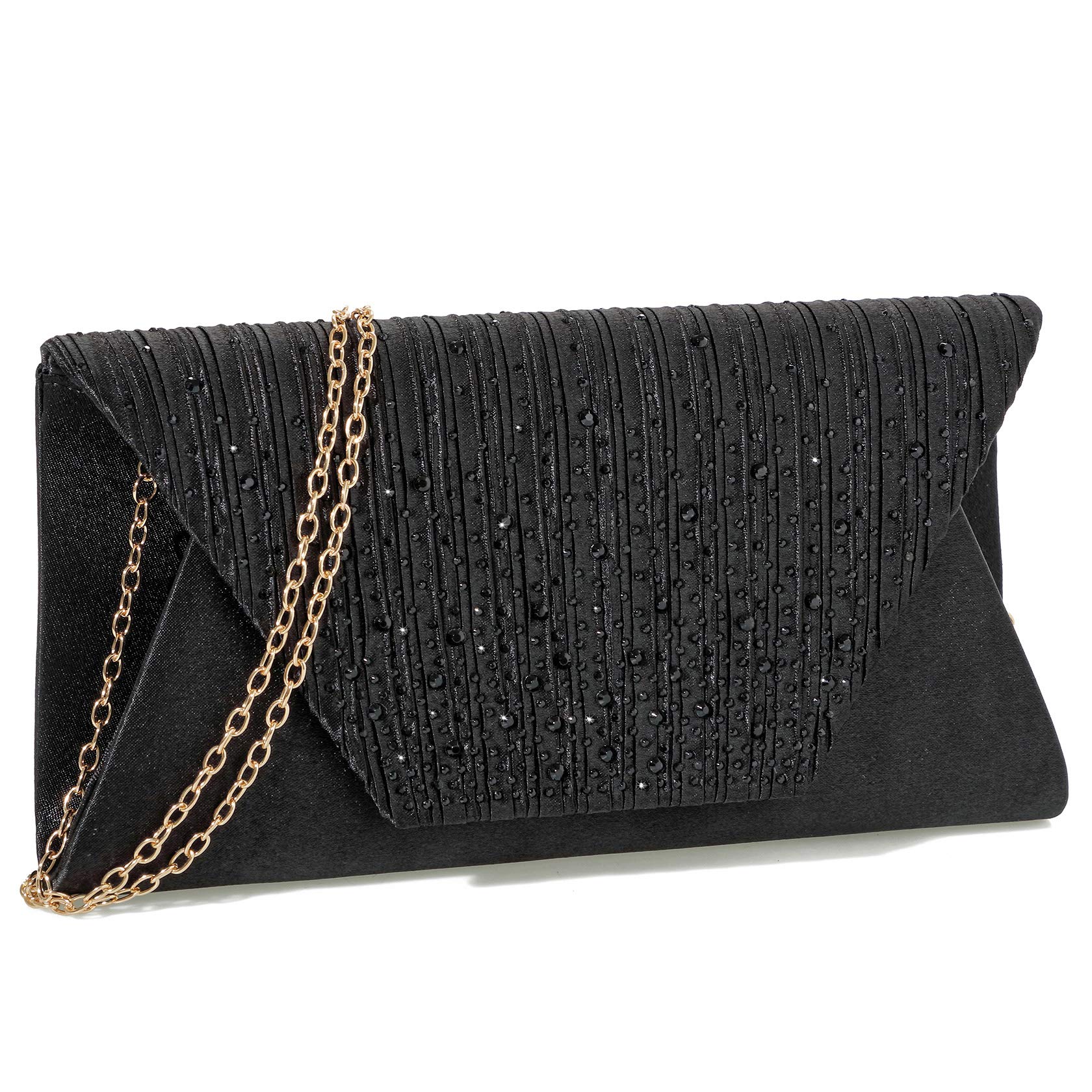 Mihawk Purse and Handbags for Women Shoulder Crossbody Bags Evening Envelope Party Bridal Clutch Purse(Black)