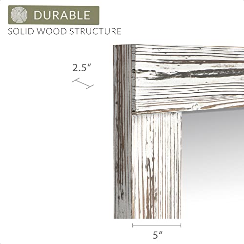 Barnyard Designs Rustic Farmhouse Full Length Mirror - Wood Frame Floor Standing Bedroom Mirror (58" x 24" / White)
