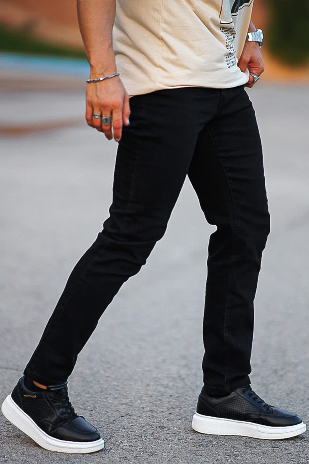 Mens Slim Fit Jeans Stretch Black Denim Pants for Men Skinny Jeans Tapered Leg 30