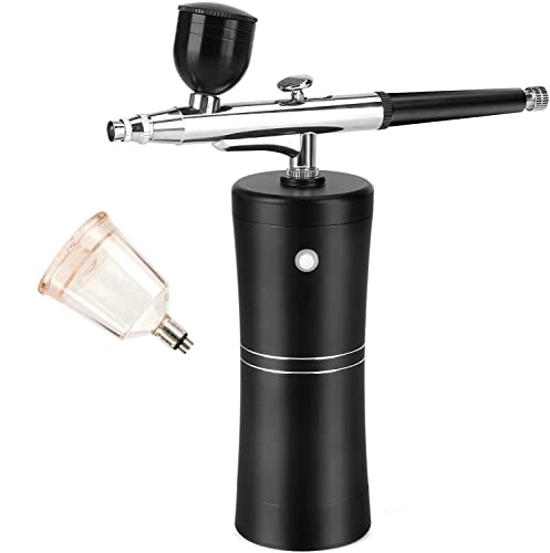 Airbrush Kit, Titoe Portable Handheld Mini Airbrush Compressor Set Kit with Air Brush Spray Gun for Makeup, Cake Decoration, Model Coloring, Manicure, Tattoo, Art Drawing(Black)