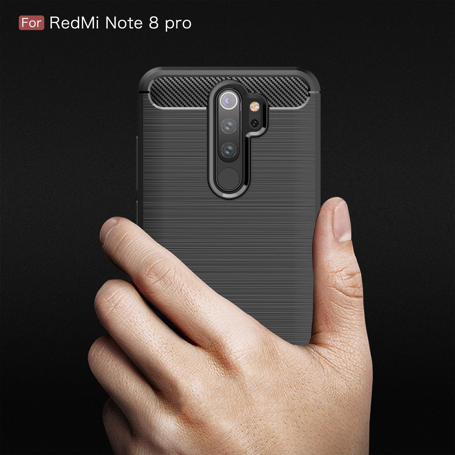 CruzerLite Case Compatible with Xiaomi Redmi Note 8 Pro Case, Carbon Fiber Texture Design & Leather Texture Back Cover Anti-Scratch Shock Absorption Case Made for Xiaomi Redmi Note 8 Pro (Black)