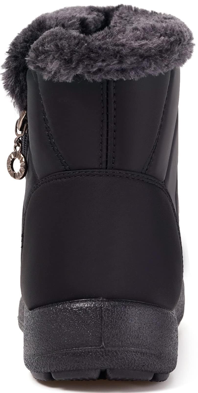 Eagsouni Snow Boots Womens Winter Ankle Boots Ladies Warm Fur Lined Booties Thickening Shoes Zip Flat Sneakers Outdoor Booties High Top Black, US 10, 42 EU