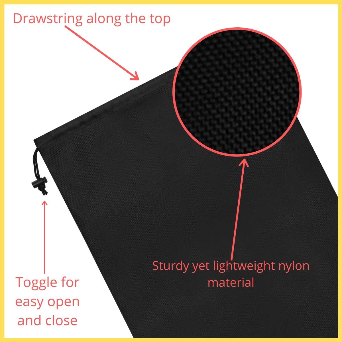 PALTERWEAR Drawstring Bag - Nylon Cinch and Ditty Stuff Pouch with Toggle (12 x 16-6 pack, Black)