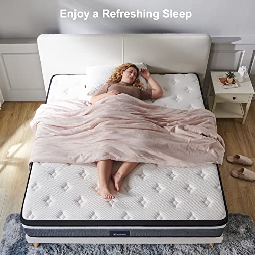 Full Mattress, Ssecretland 12 inch Individually Wrapped Coils Innerspring Mattress, Pocket Spring Hybrid Mattresses with CertiPUR-US Certified Foam, Plush Yet Supportive