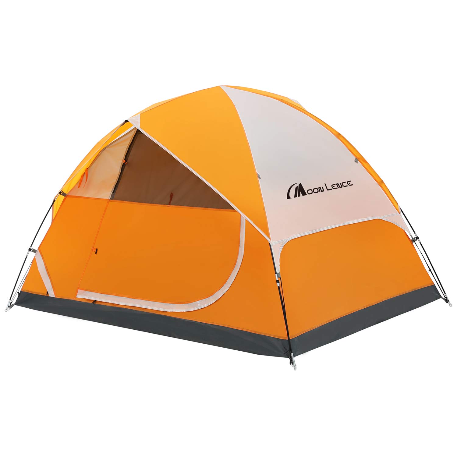 MOON LENCE Camping Tent 4 Person Tent Easy Setup Outdoor Tents Waterproof Double Layer for Backpacking and Hiking Orange