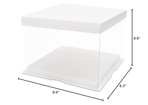 Juvale Clear Plastic Cake Box Carrier Packing with Lids for 6 Inch Cakes (6 Pack)