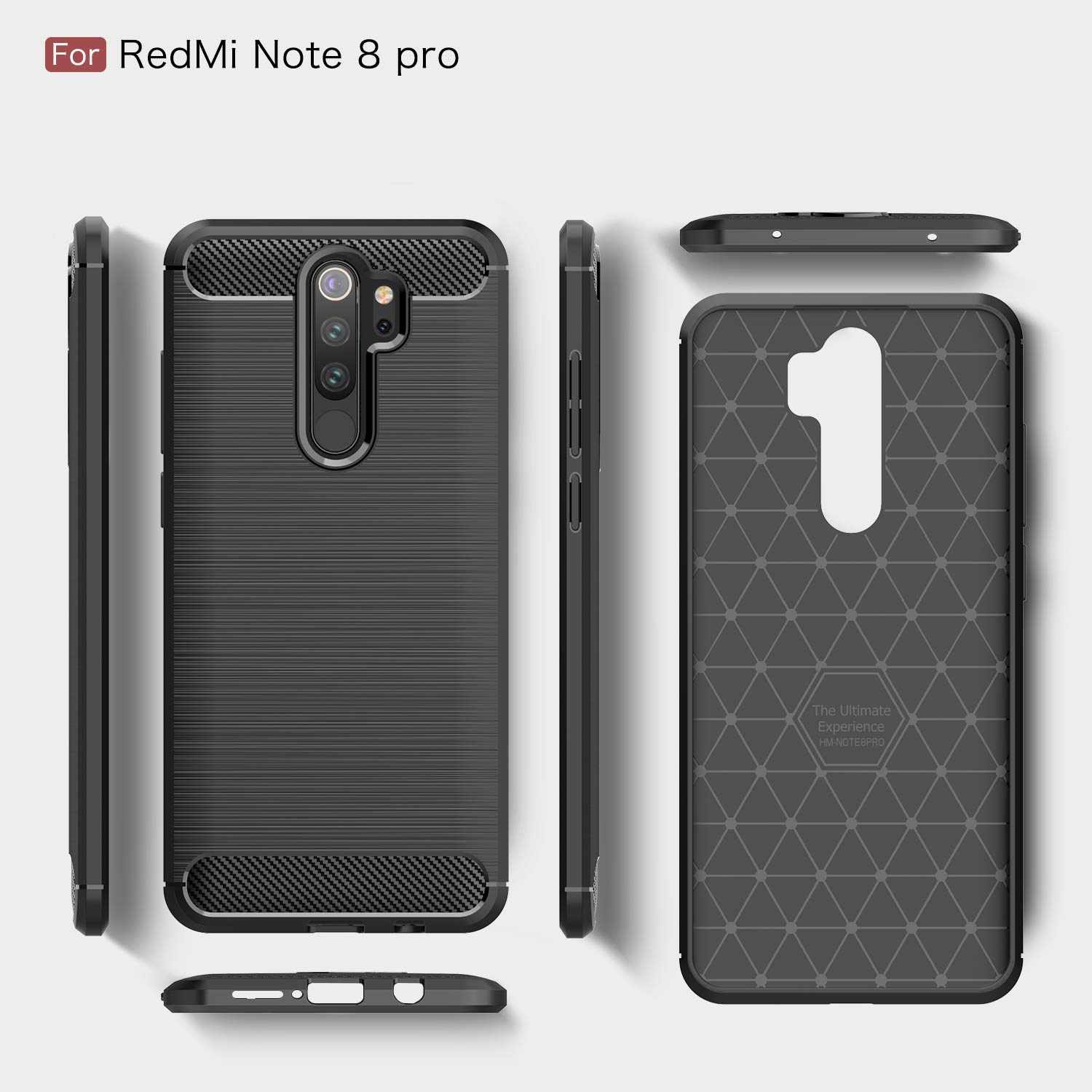 CruzerLite Case Compatible with Xiaomi Redmi Note 8 Pro Case, Carbon Fiber Texture Design & Leather Texture Back Cover Anti-Scratch Shock Absorption Case Made for Xiaomi Redmi Note 8 Pro (Black)