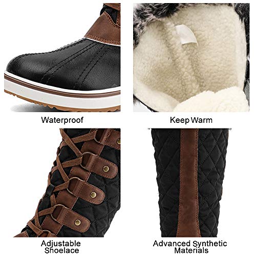 ALEADER Winter Boots for Women, Fashion Waterproof Snow Boots Cold Weather Shoes Black/Brown 10 D(M) US