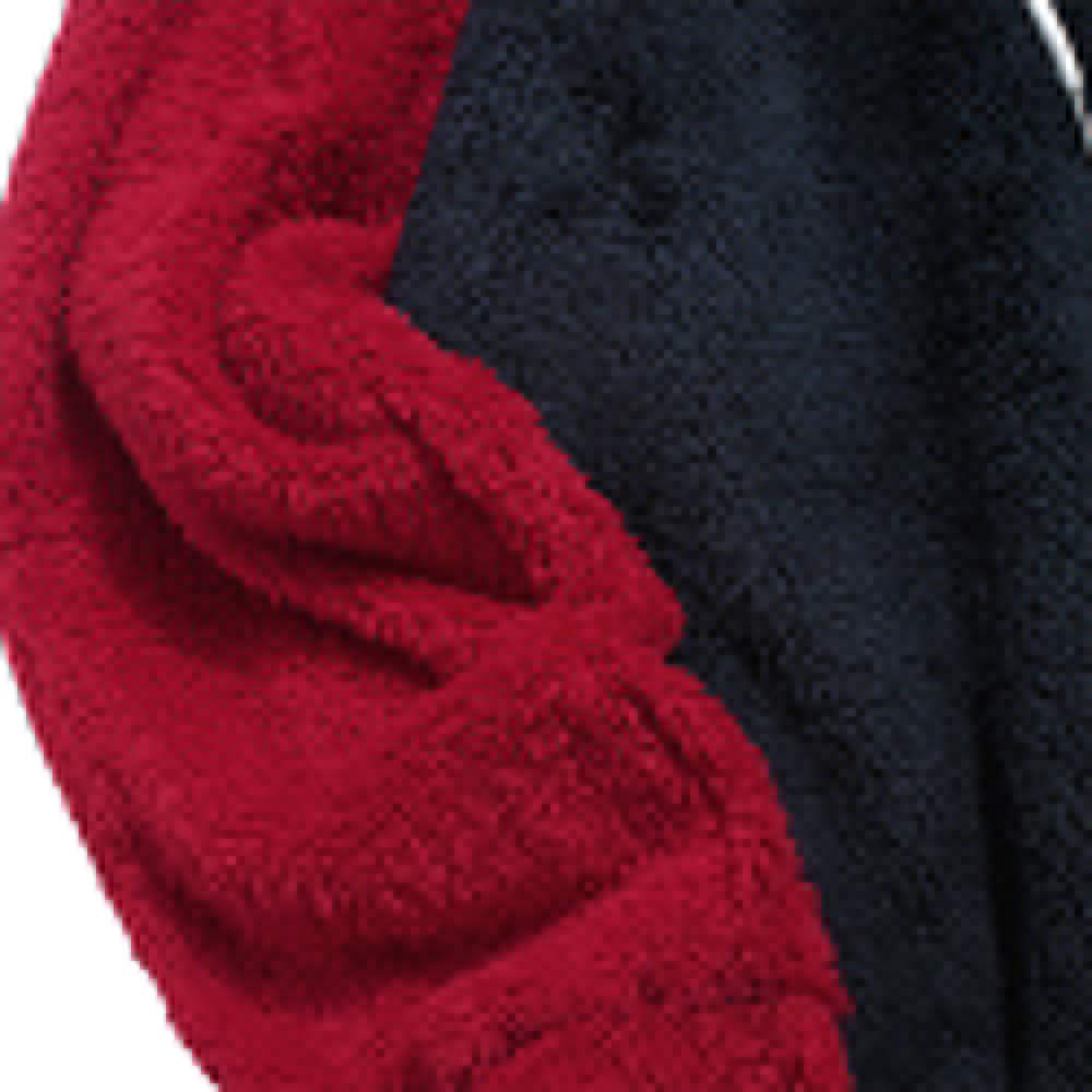 ZAFUL Fuzzy Pullover Hoodie Long Sleeve Contrast Color Sherpa Outwear Sweatshirt Tops with Pocket Cadetblue S