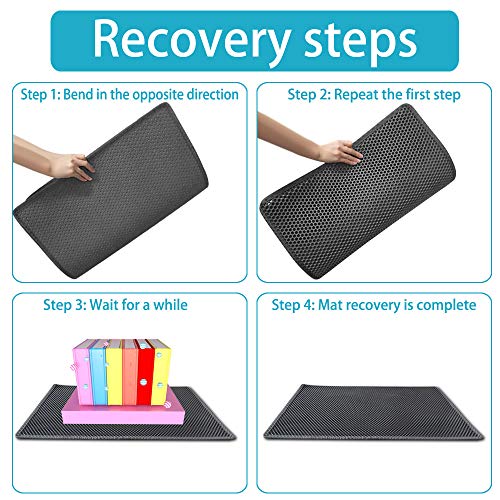 Small Cat Litter Box Mat: Easy Clean Kitty Litter Trapping Mat for Floor, Plastic Cat Box Pad (15 * 24in, grey, 1p)