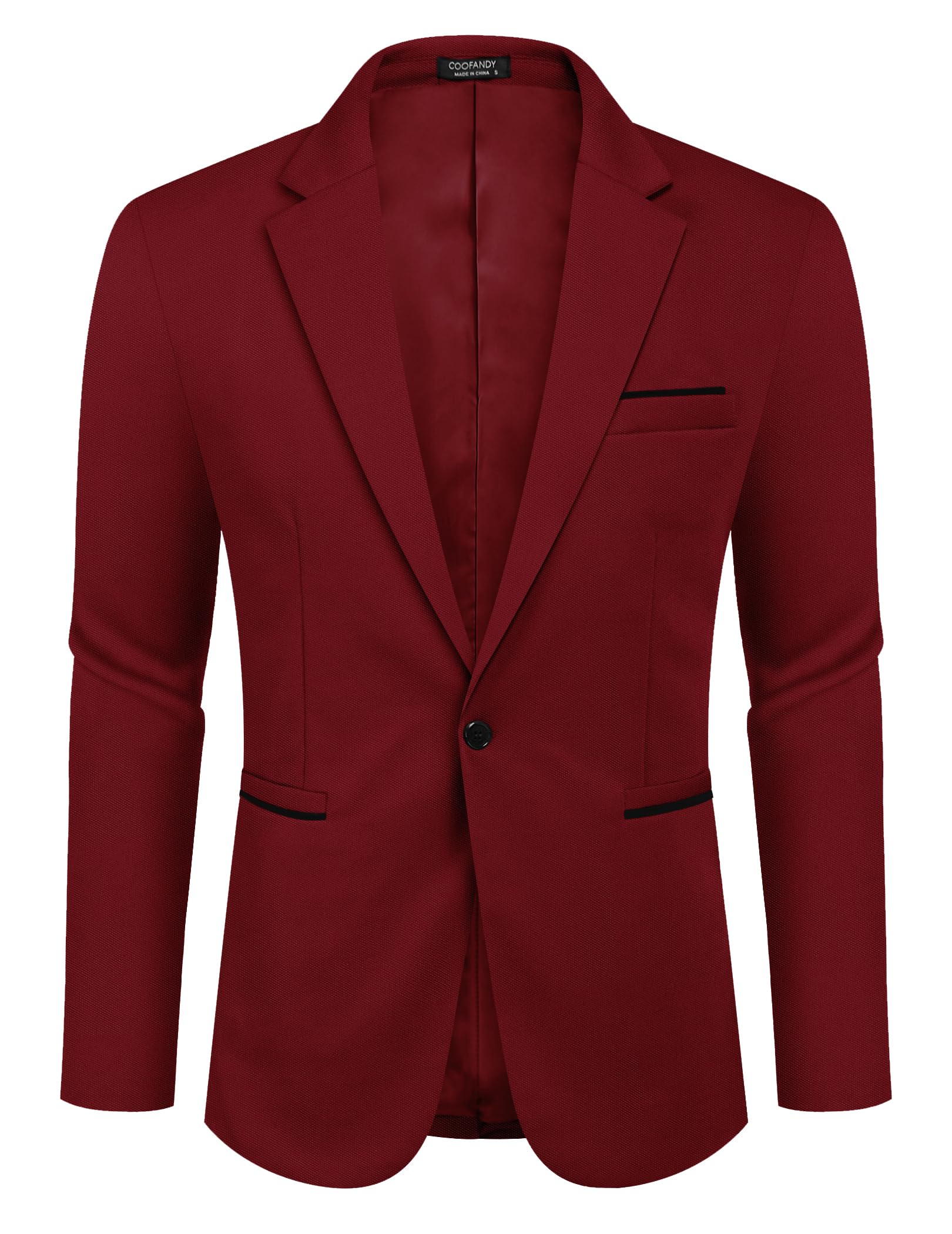 COOFANDY Men Suit Jacket Linen Slim Fit Sport Coat Business Fashion Daily Blazer Wine Red