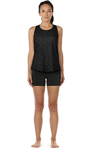 icyzone Workout Tank Top for Women - Tie Back Activewear Exercise Athletic Yoga Tops Running Gym Shirts(Pack of 2) (S, Black/Latte)