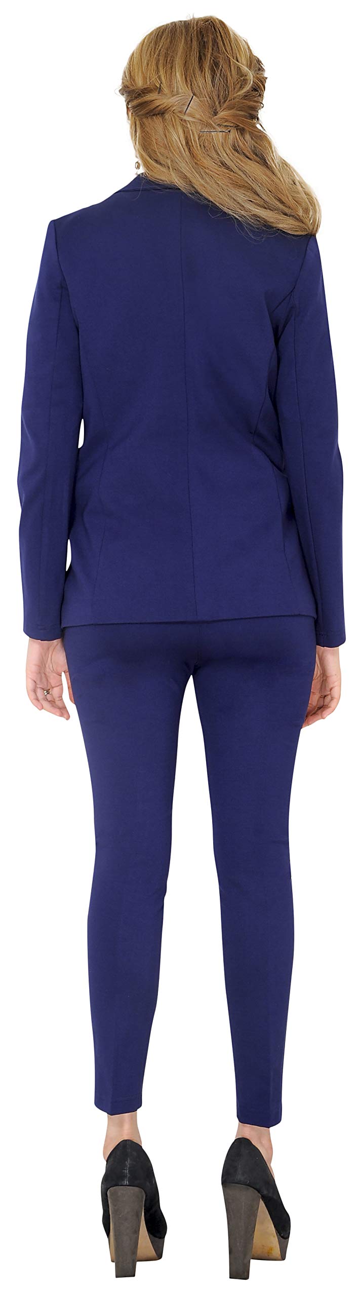 Marycrafts Women's Business Blazer Pant Suit Set for Work 12 Navy
