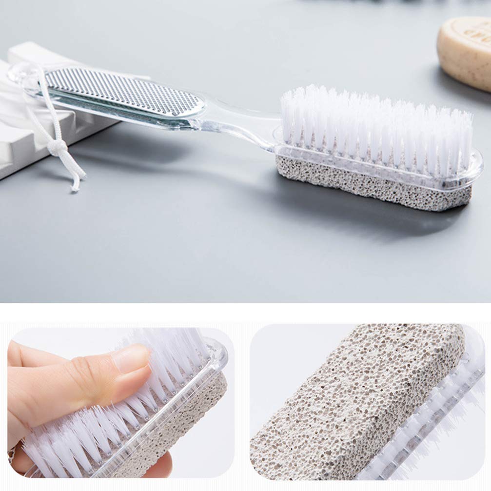 4 in 1 Foot File Pumice Stone Nail Brush Handheld Remover Pedicure Tool Reducer for Exfoliation