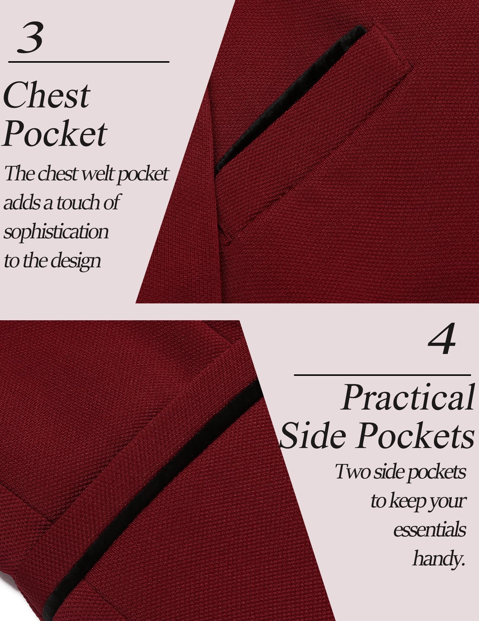 COOFANDY Men Suit Jacket Linen Slim Fit Sport Coat Business Fashion Daily Blazer Wine Red