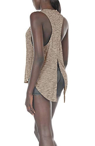 icyzone Workout Tank Top for Women - Tie Back Activewear Exercise Athletic Yoga Tops Running Gym Shirts(Pack of 2) (S, Black/Latte)