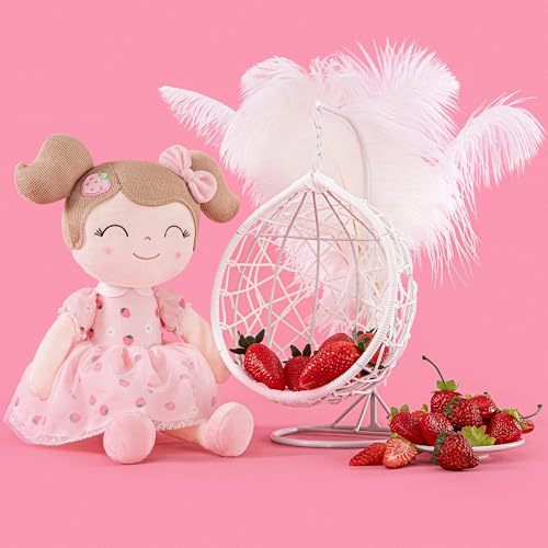 Gloveleya Baby Girl Gift Soft First Baby Doll Plush Doll Strawberry Pink 16" w/Gift Box…