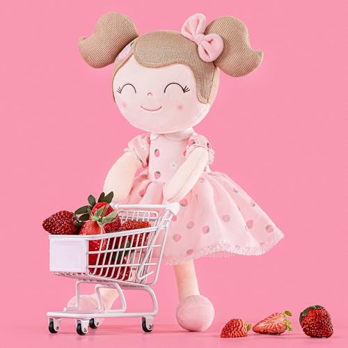 Gloveleya Baby Girl Gift Soft First Baby Doll Plush Doll Strawberry Pink 16" w/Gift Box…