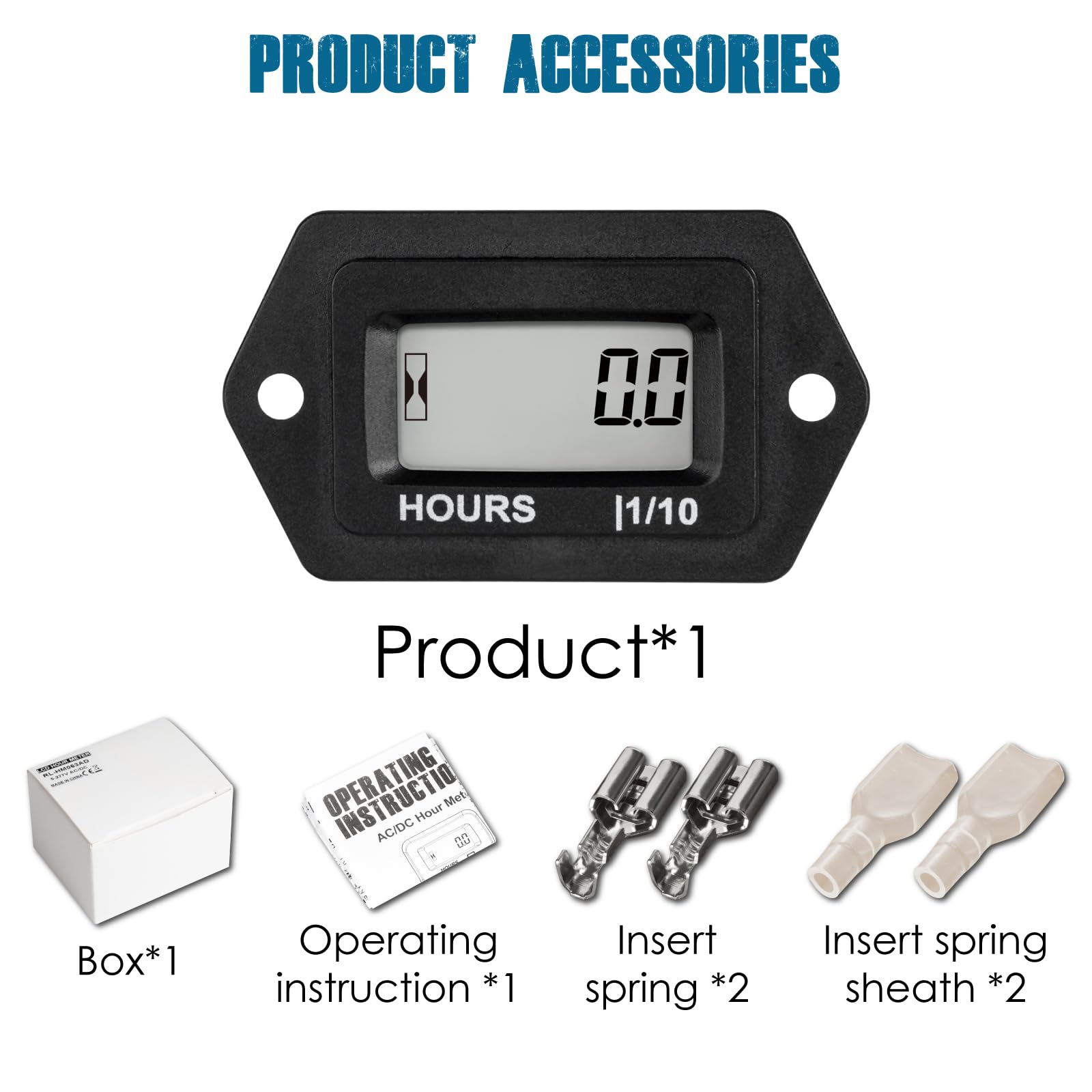 Runleader Digital Hours Counter,AC/DC 5V to 277V for Garden Tractor Generator Scooter Club Car Forklift Leaf Trimmer etc.