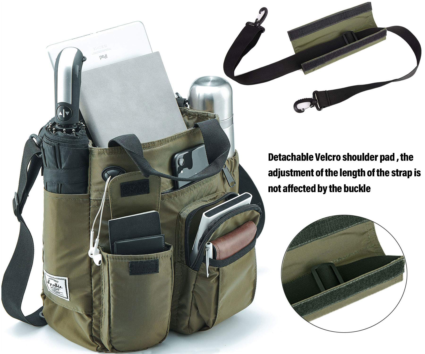 Crossbody Messenger Bag Men Waterproof Shoulder Business Work Bag Nylon with Headphone Port