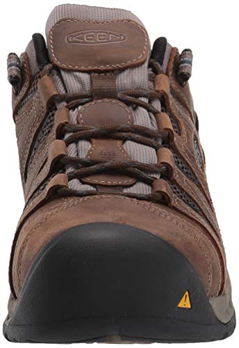 KEEN Utility Men's Flint 2 Low Steel Toe Waterproof Non Slip Work Shoe, Cascade Brown/Orion Blue, 10.5 Wide US