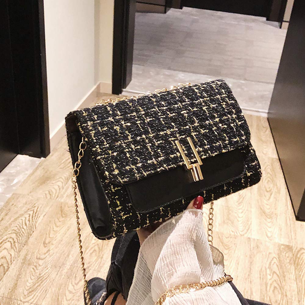 BOLUBILUY Women's Elegant Messenger Bag,Fashion Button Woolen Simple Design Chain Shoulder Bag Messenger Bag Purse Phone