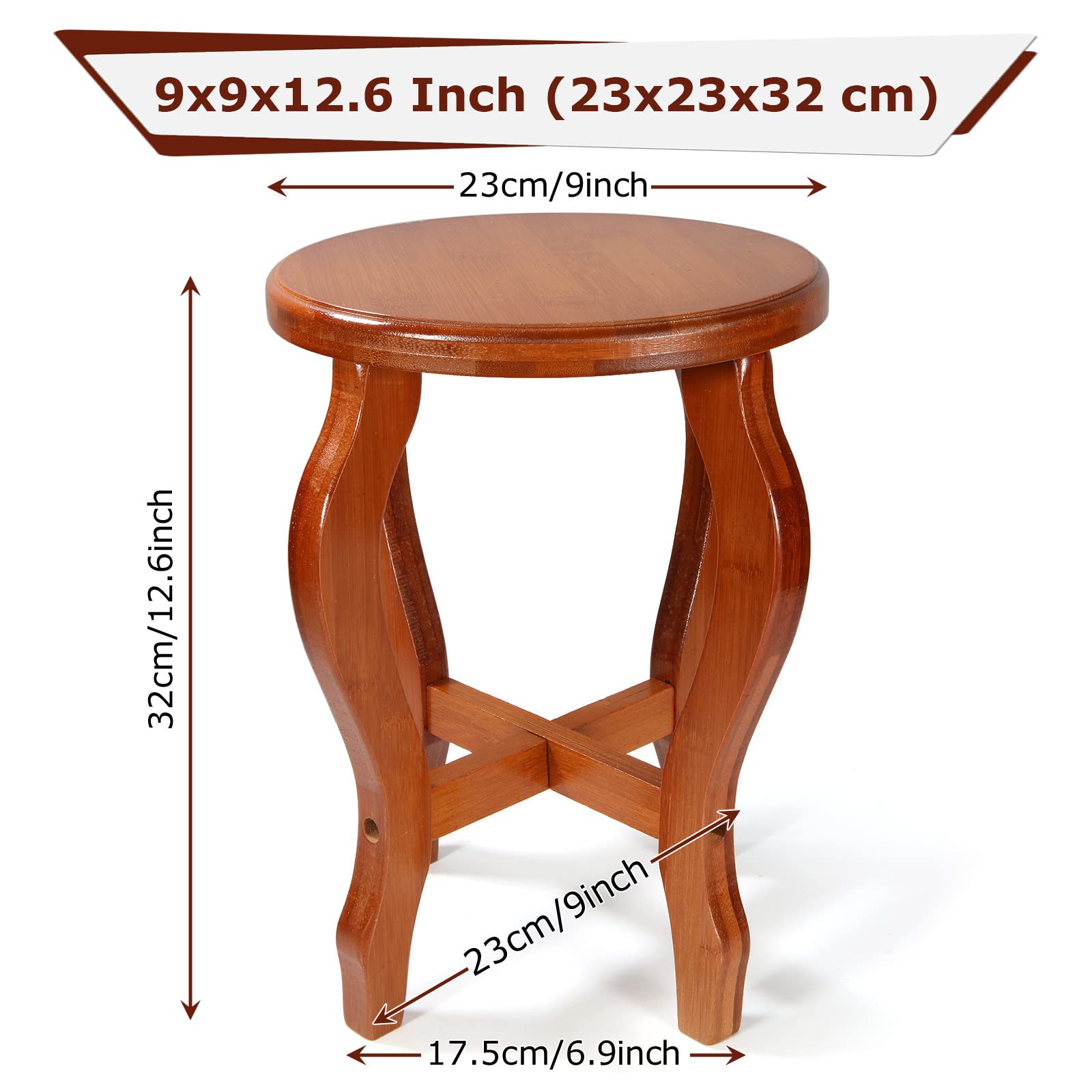 QTLCOHD Wooden Stool 9 Inch Small Wood Stool Round Wooden Foot Stool Wooden Step Stool for Kids Adults Bathroom Shoe Changing Bedside