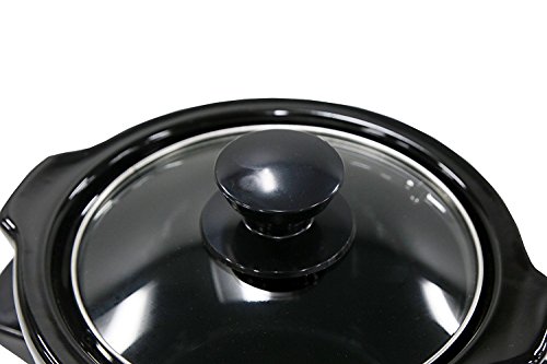Elite Gourmet MST-250XS Electric Slow Cooker Ceramic Pot, Adjustable Temp, Entrees, Sauces, Stews & Dips, Dishwasher Safe Glass Lid & Crock, 1.5 Quart, Stainless Steel