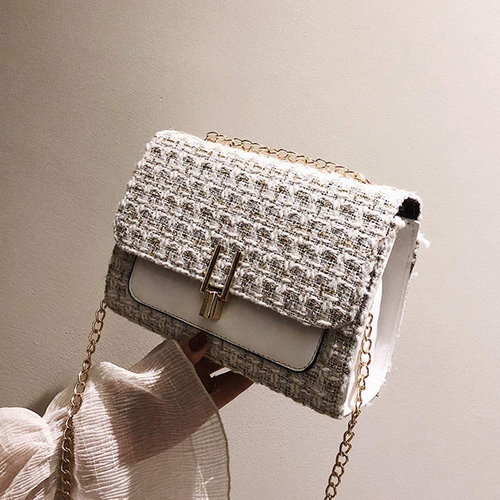BOLUBILUY Women's Elegant Messenger Bag,Fashion Button Woolen Simple Design Chain Shoulder Bag Messenger Bag Purse Phone